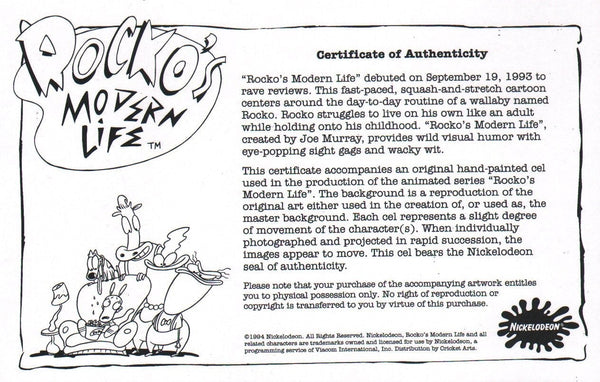 Rocko's Modern Life Original 1990's Nickelodeon Production Cel Helmet ...